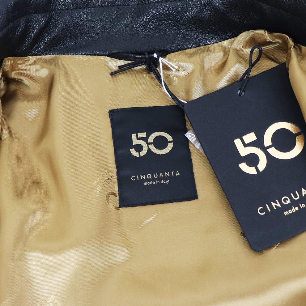 CINQUANTA（チンクワンタ）REGULAR COLLAR ZIP BLOUSON レギュラーカラージップブルゾン シルバージップ【ブラ ...